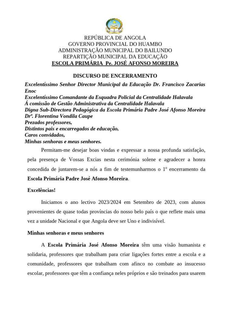 Discurso Do Director | PDF