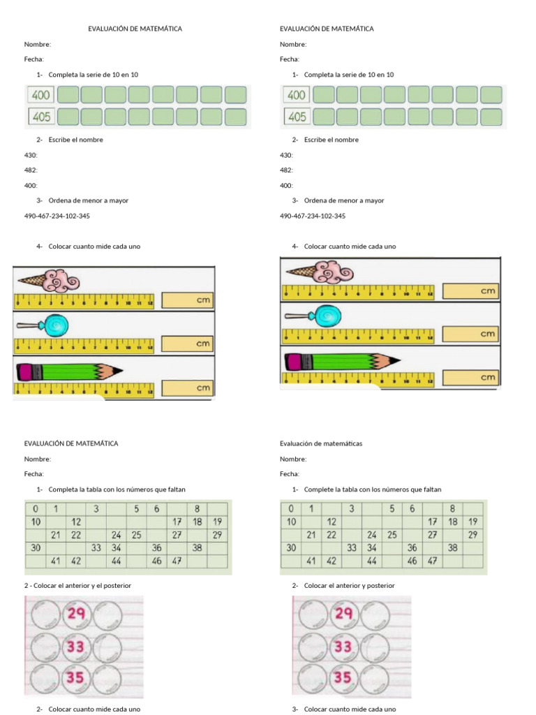 EVALUACIÓN DE MATEMÁTICA 2 Grado | PDF