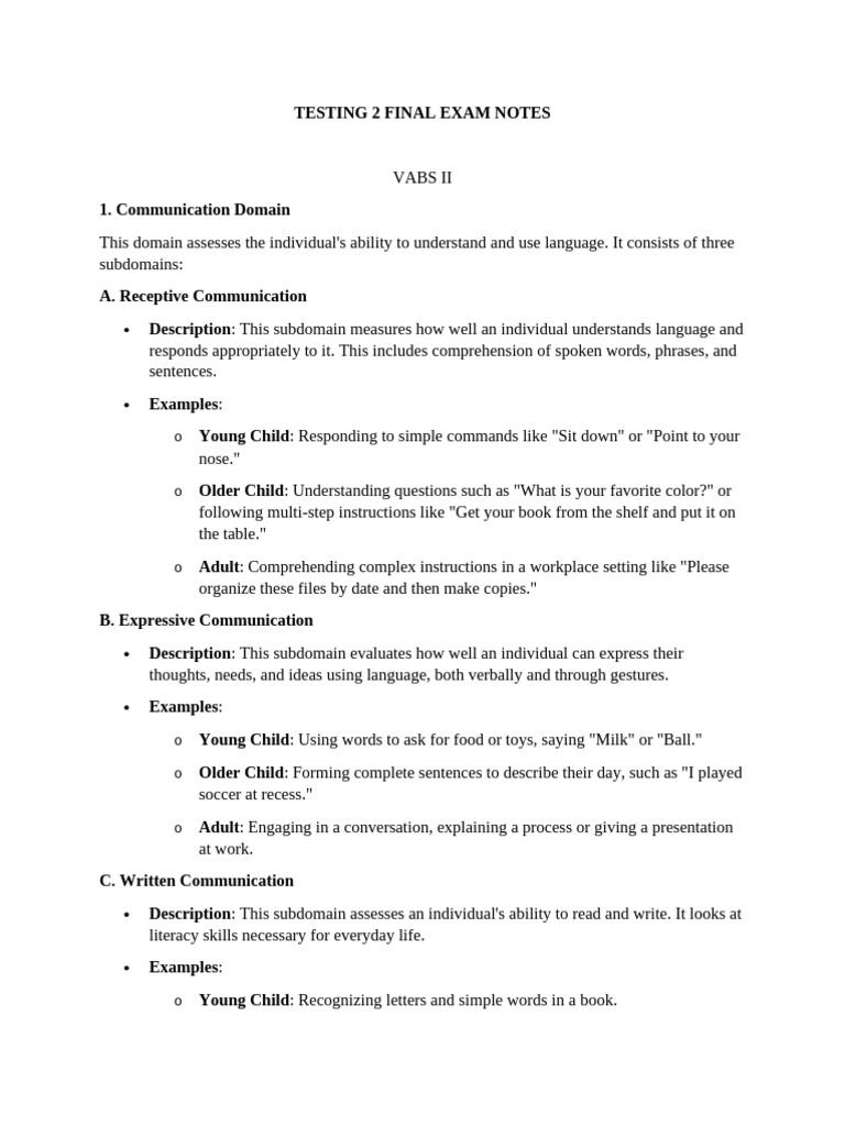 Testing Final Exam Notes F | PDF
