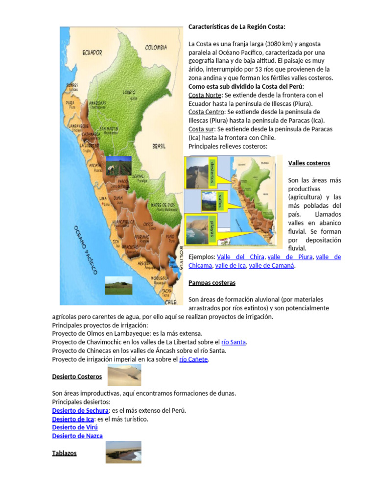 Características de La Región Costa | PDF