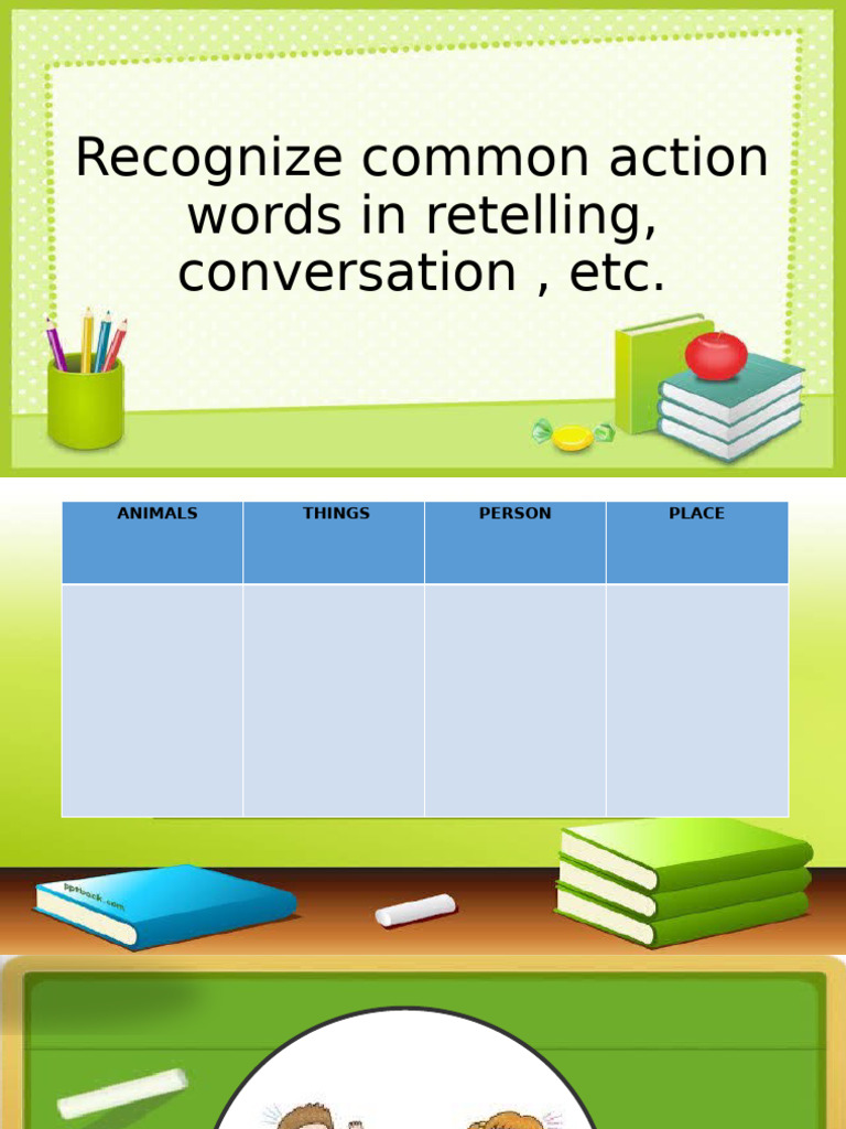 COT Recognize Common Action Words in Retelling, Conversation | PDF