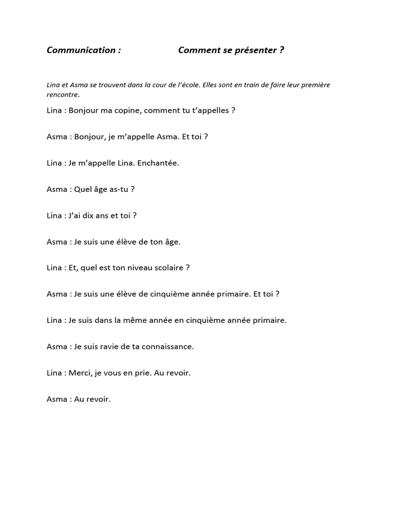 Communication (Comment Se Présenter) | PDF