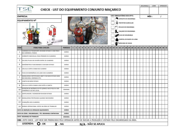 Check - List Do Equipamento Conjunto Maçarico | PDF