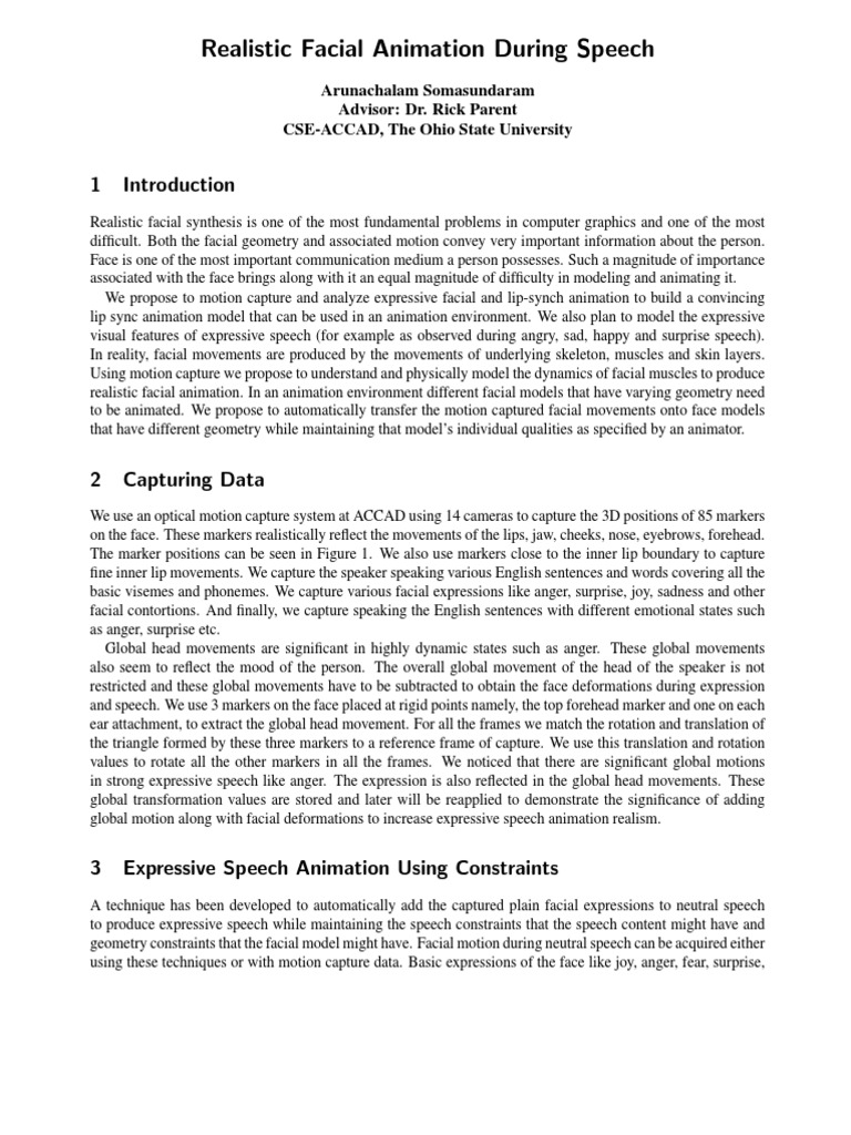 Speech Animation | PDF | Animation | Cognitive Science
