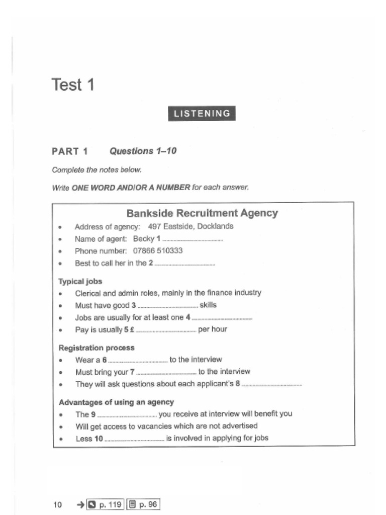 Listening Blank Completion Matching | PDF