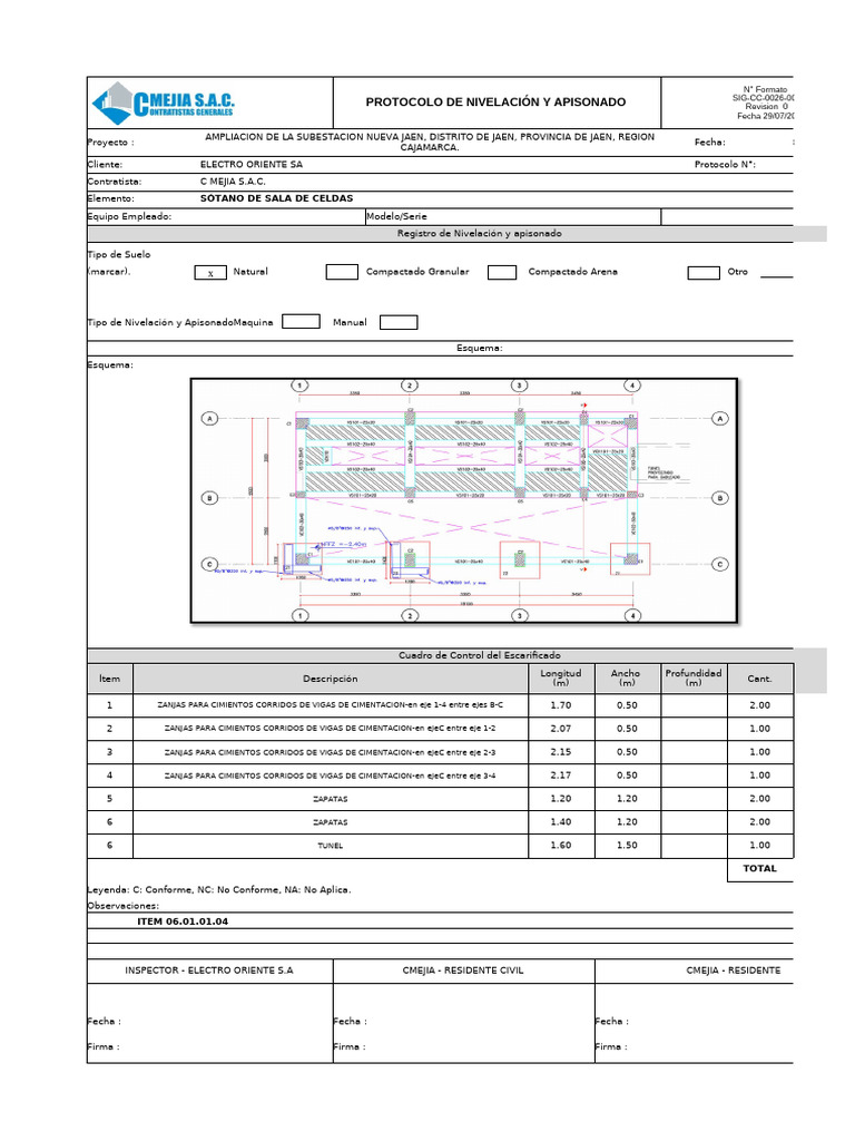 Protocolo de Nivelación y Apisonado | PDF