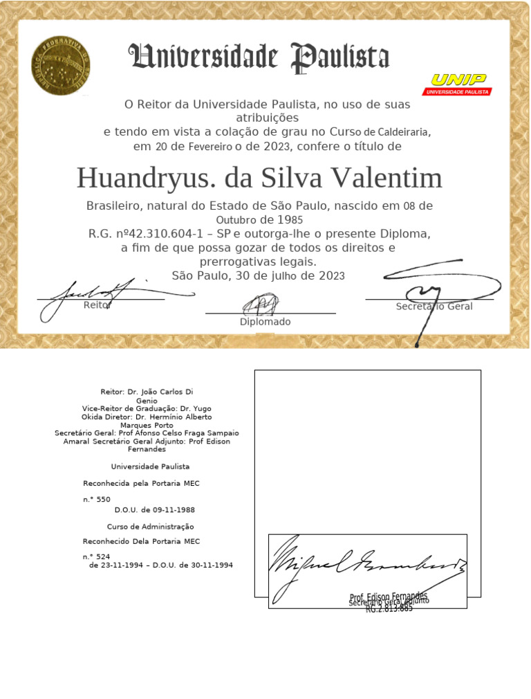 Diploma Unip Marcelo | PDF