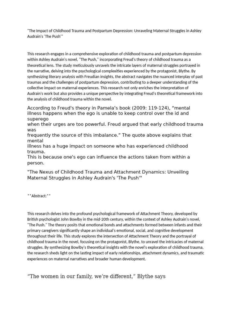 The Impact of Childhood Trauma and Postpartum Depression in The Push by ...