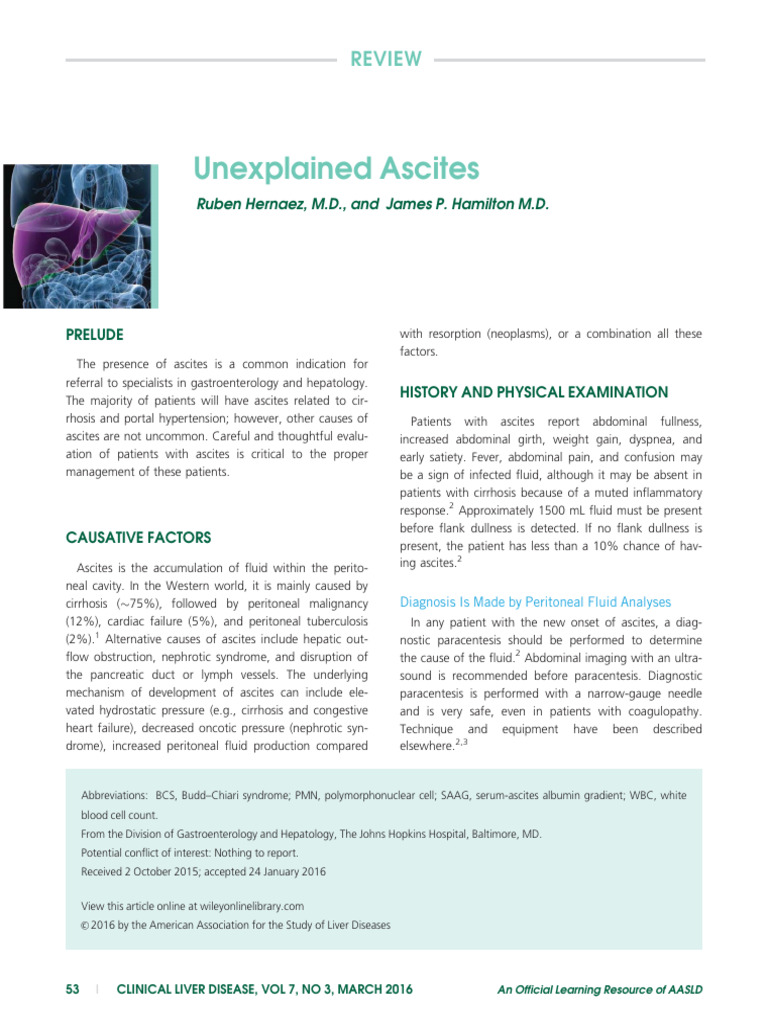 Clinical Liver Disease - 2016 - Hernaez - Unexplained Ascites | PDF