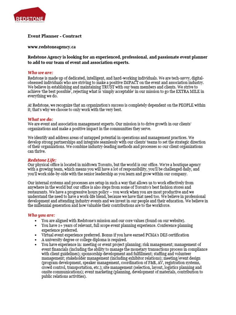 Sample Event Planner Contract | PDF