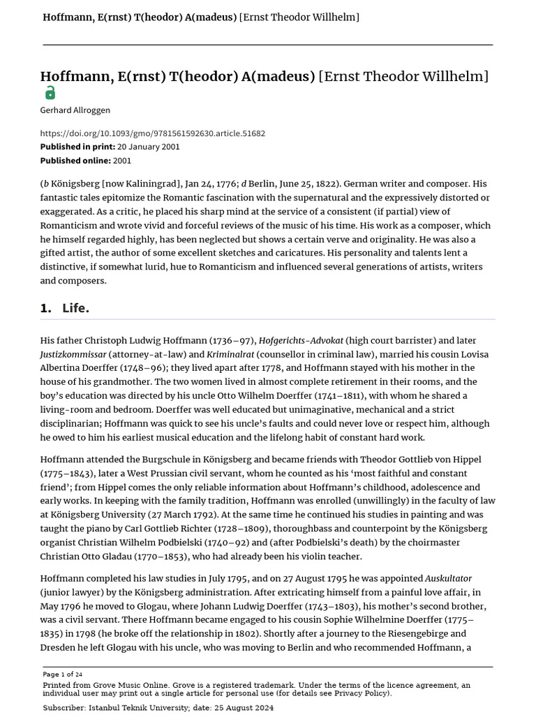 E.T.A Hoffmann | PDF