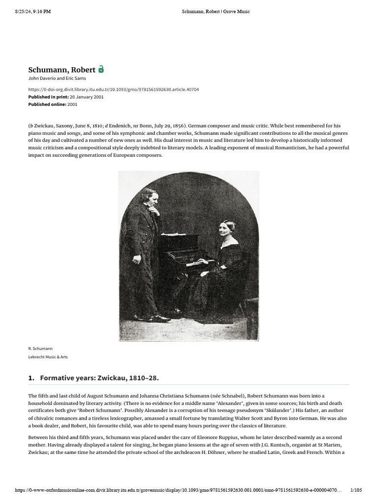Schumann, Robert _ Grove Music | PDF
