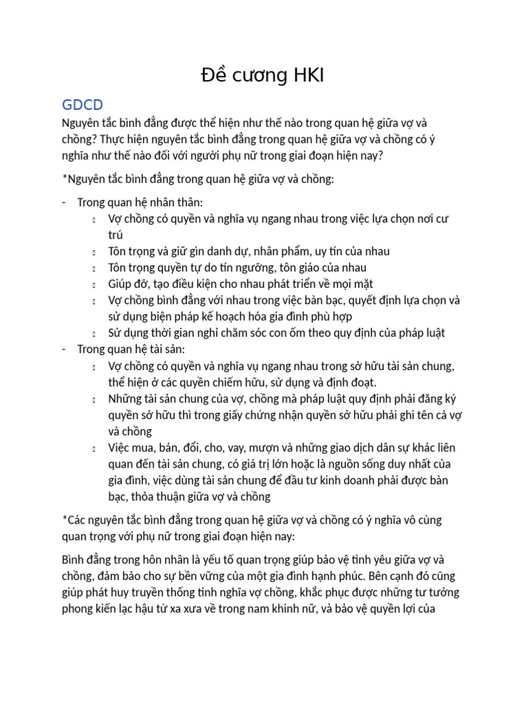 Đề cương HKI | PDF