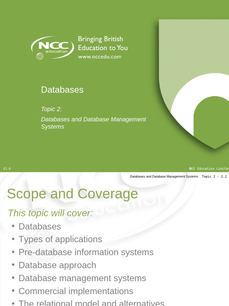 DB Topic 2 - Databases & Database Management Systems | PDF | Databases ...