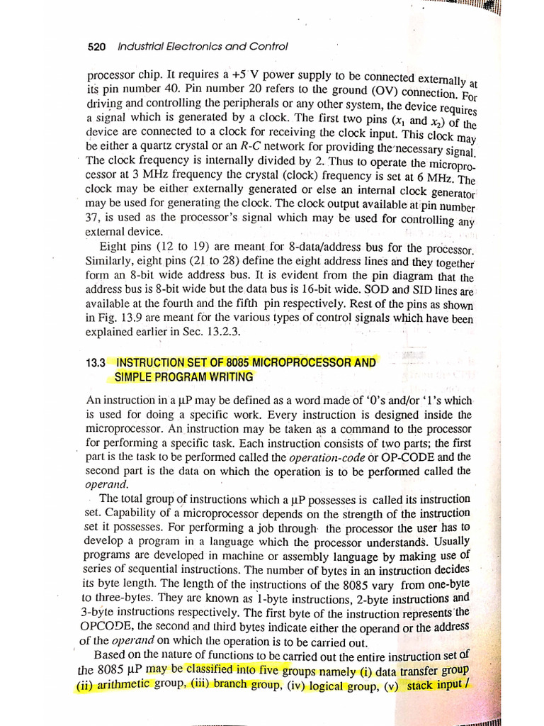 Instructions Set of Microprocessor | PDF