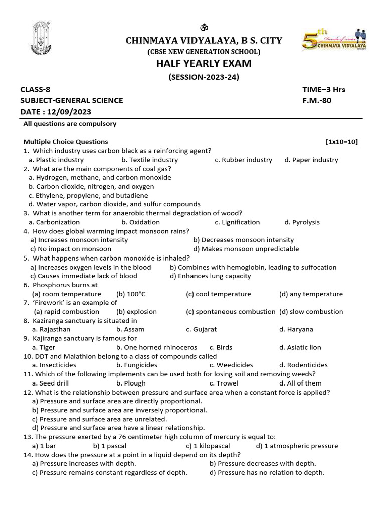 Std-8 Half Yearly 2023-241 | PDF