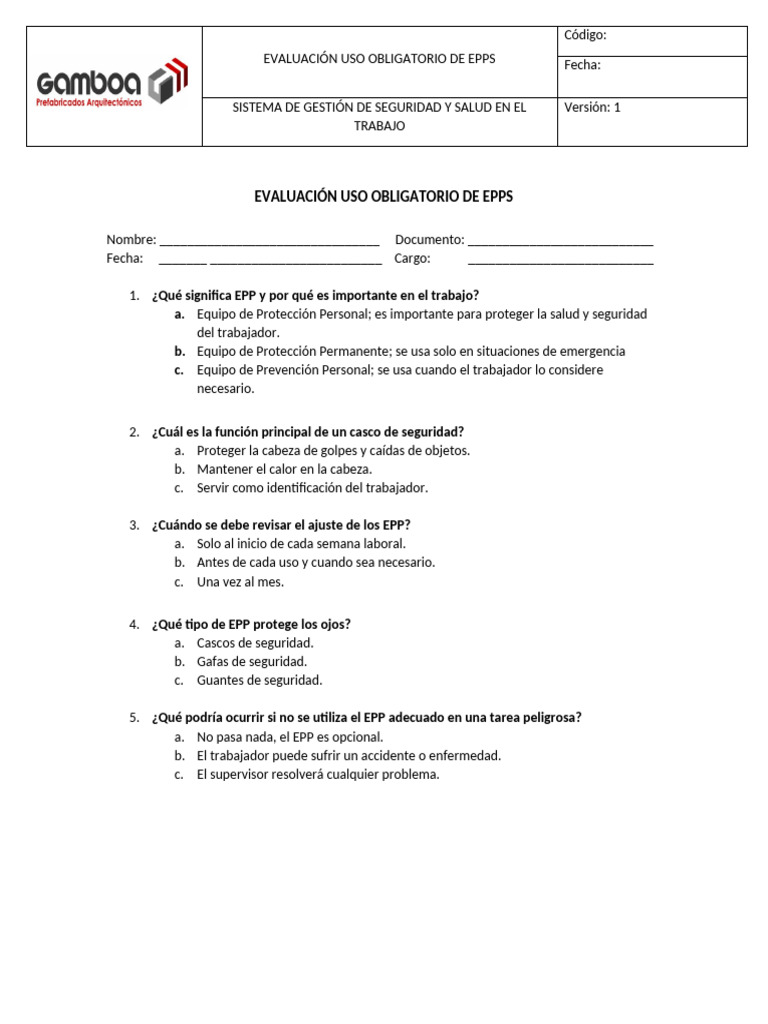 Ev Uso Obligatorio de EPPS | PDF