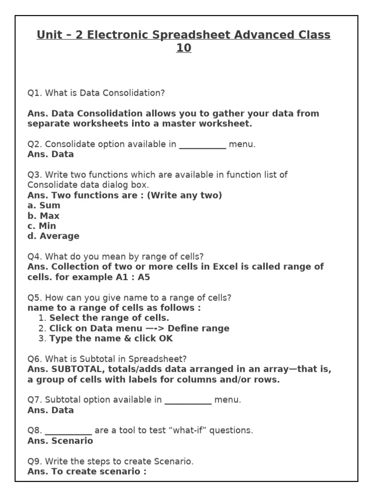 Electronic Spreadsheet | PDF