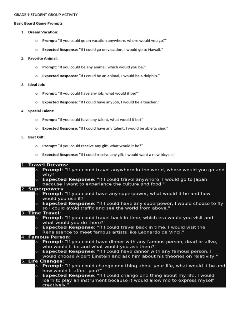 Grade 9 Student Group Activity | PDF