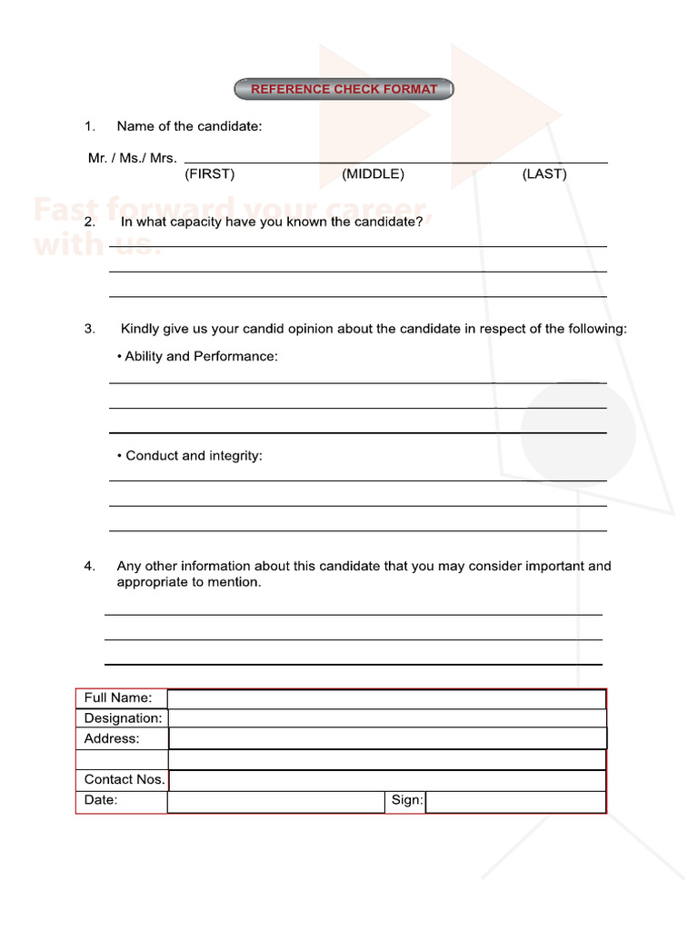 Reference Check Format RAVI | PDF