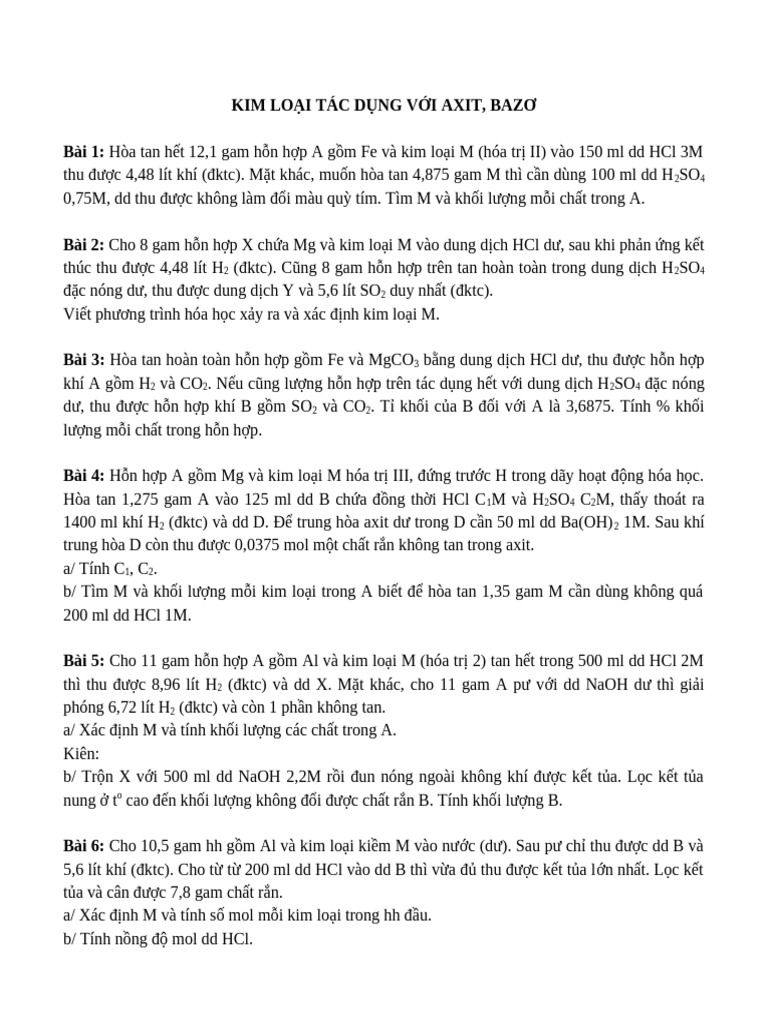 1. KL + axit, bazo | PDF