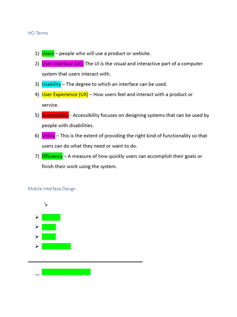 HCIN Test 1 Notes | PDF