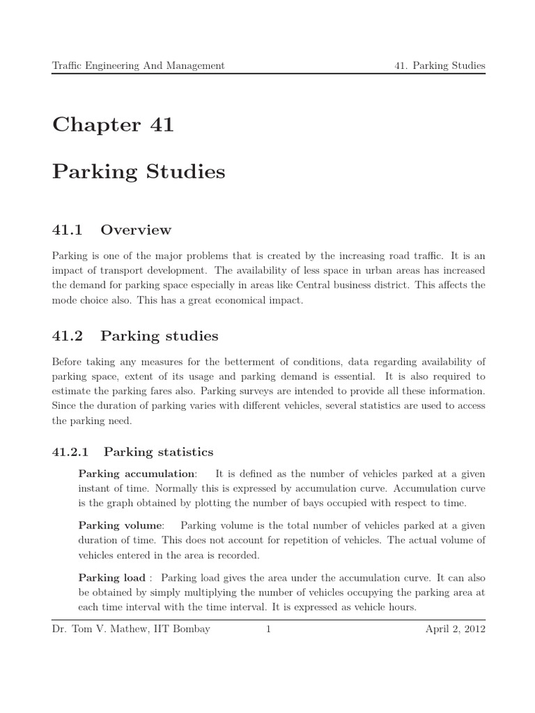Parking Studies Nptel | PDF