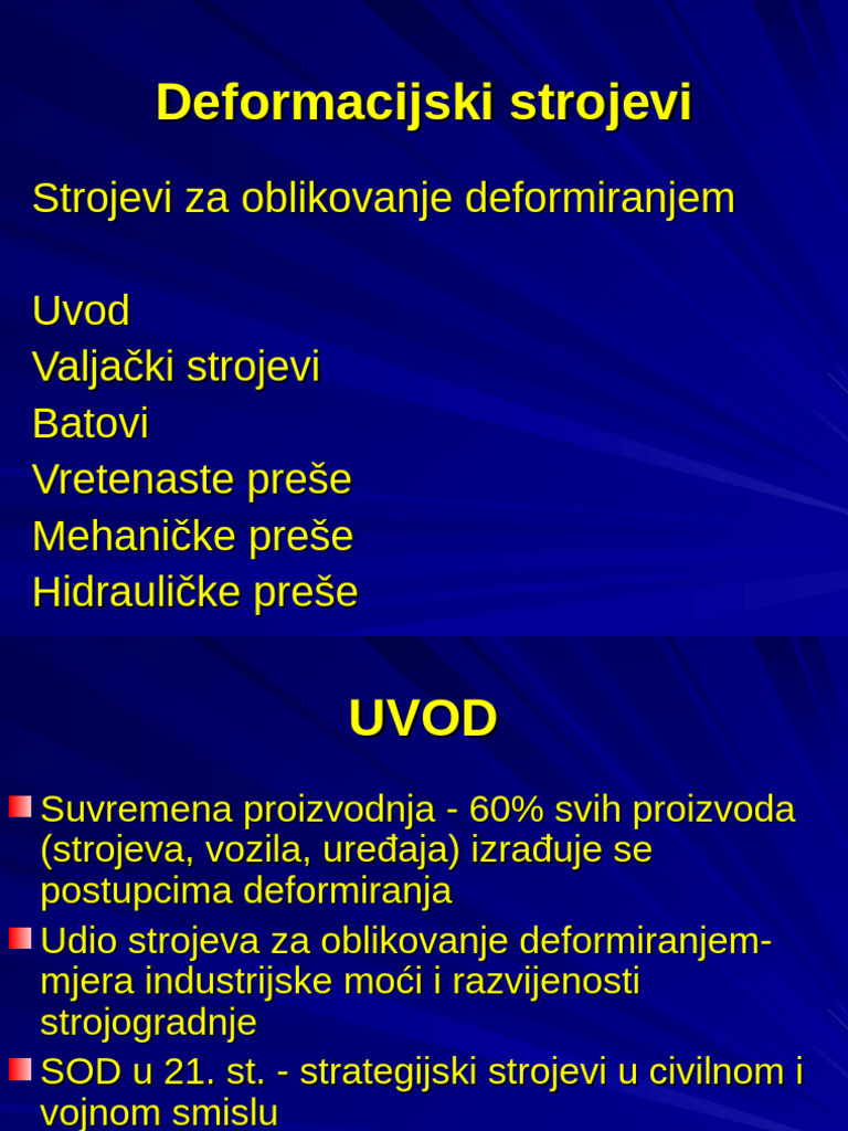 Deformacijski Strojevi I Postupci-Predavanja | PDF