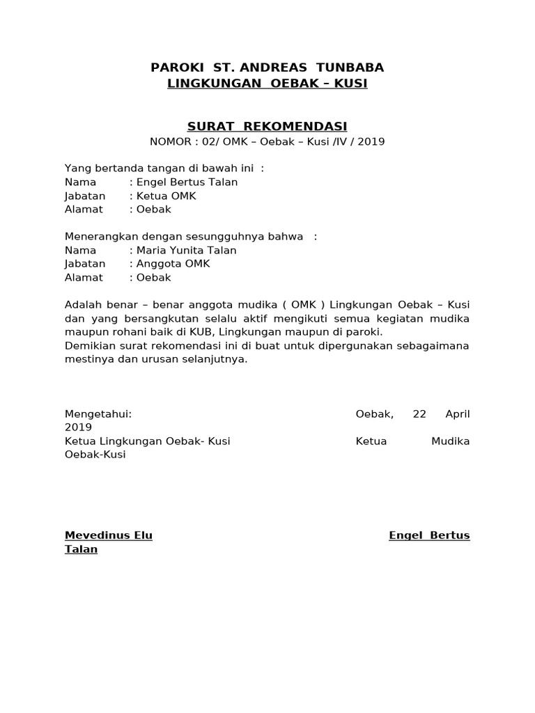 Rekomendasi OMK 2017 Sinta | PDF