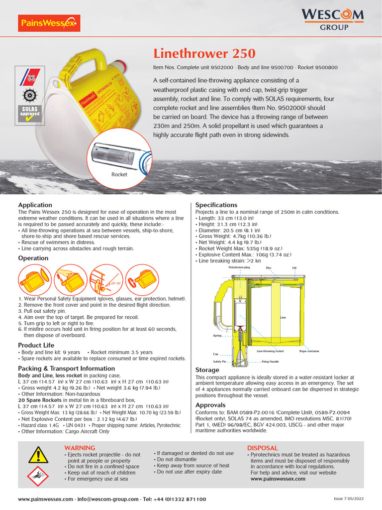 9502000-Linethrower-250-Data-Sheet-iss7-0522 | PDF