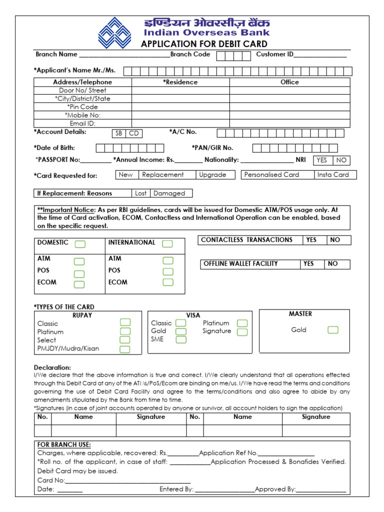 New_Debit_Card_Application_Form | PDF