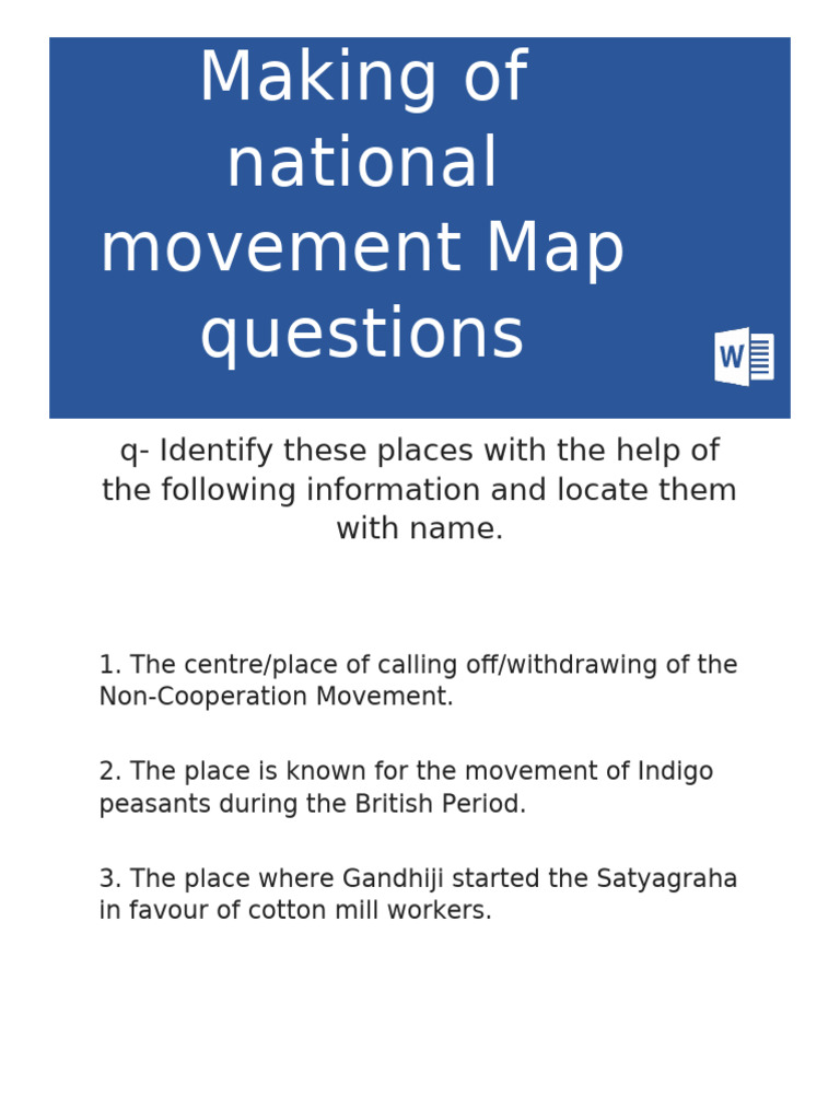 Making of National Movement Map Questions | PDF