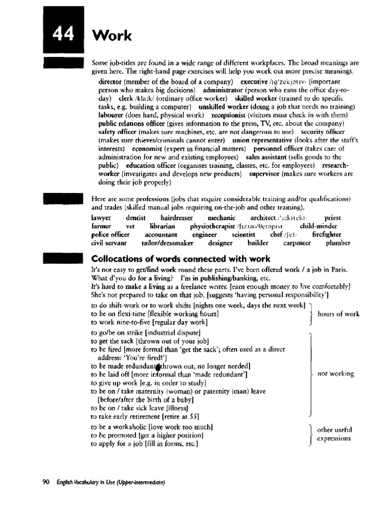 Work Vocabinuse Upper | PDF