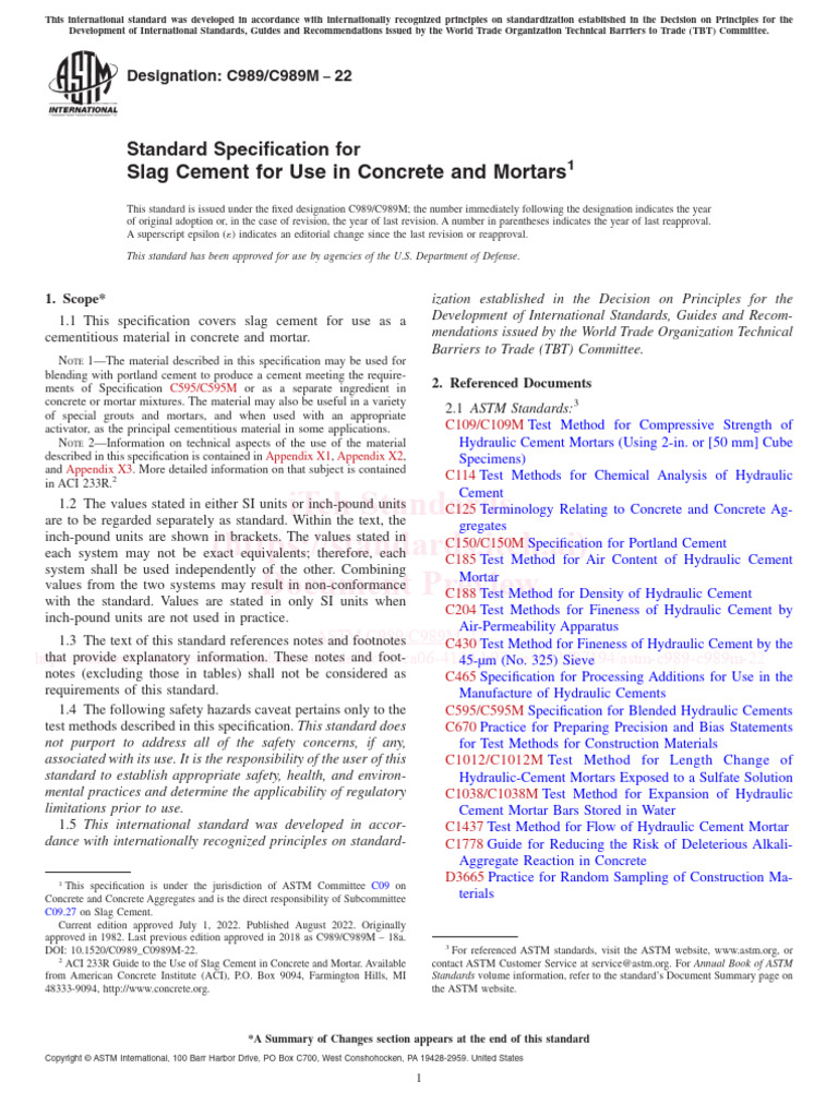 Astm C989 C989M 22 | PDF