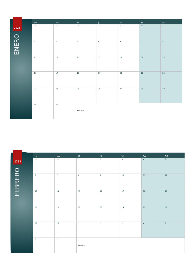 Calendario para Cualquier Año Tema Ion | PDF