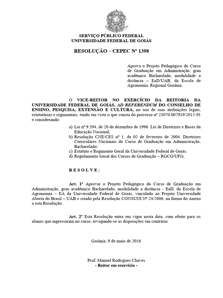 Resolucao CEPEC 2016 1398 - Administração | PDF Resolucao CEPEC 2016 1398 - Administração | PDF