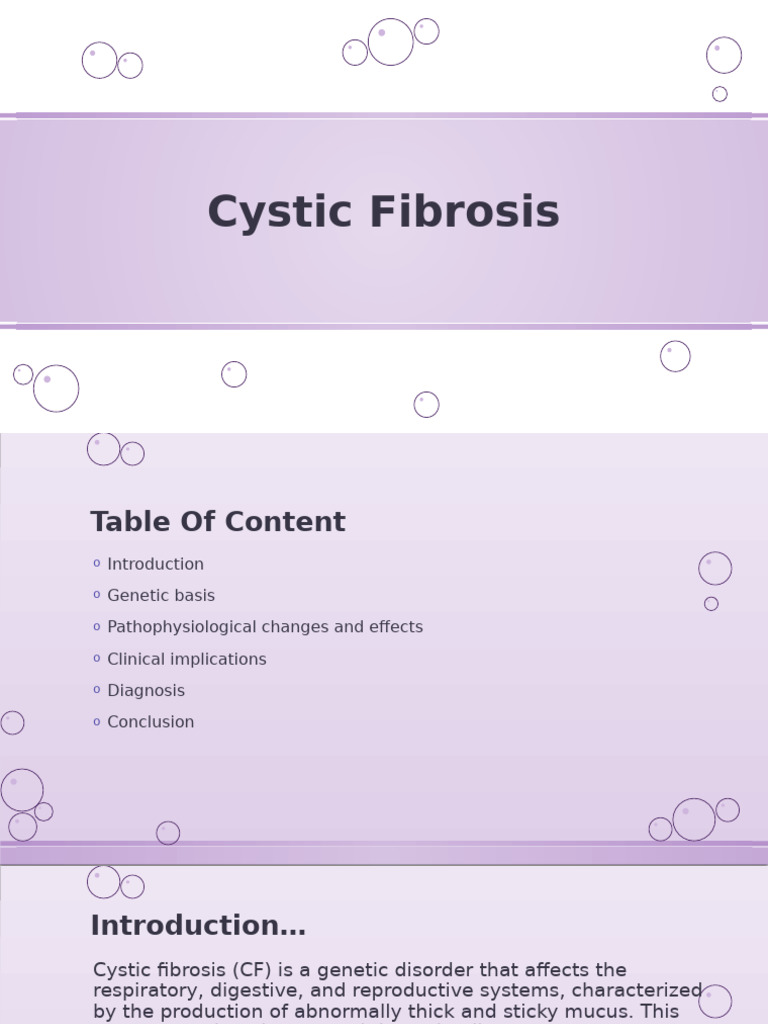 Cystic Fibrosis - Pathology Presentation | PDF