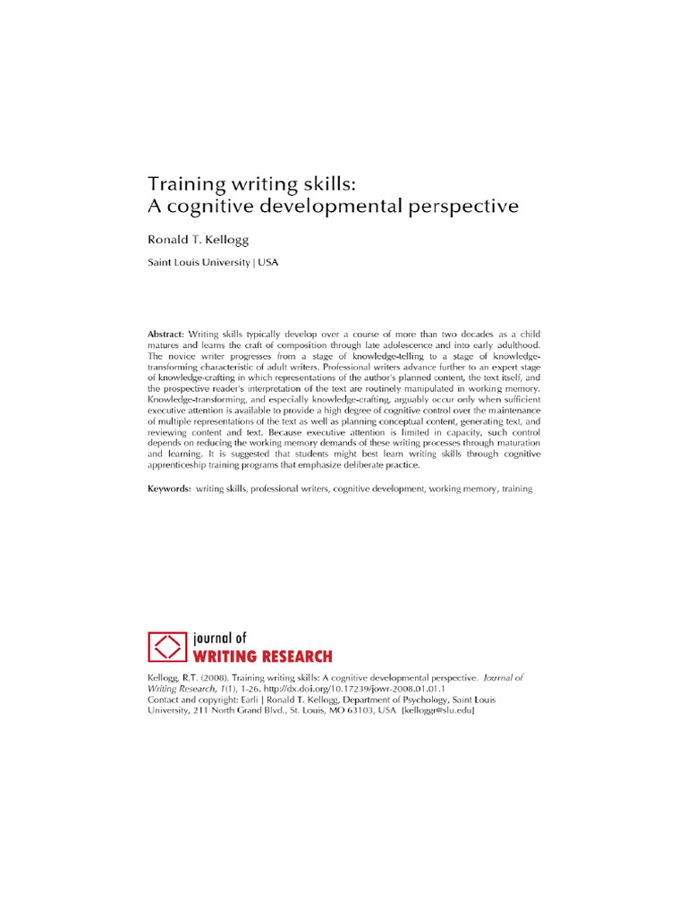 KELLOG - Training Writing Skills. A Cognitive Developmental Perspective ...