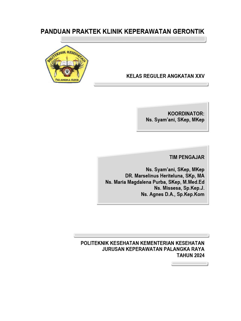 Panduan PKL Gerontik 2024 Reg25 | PDF