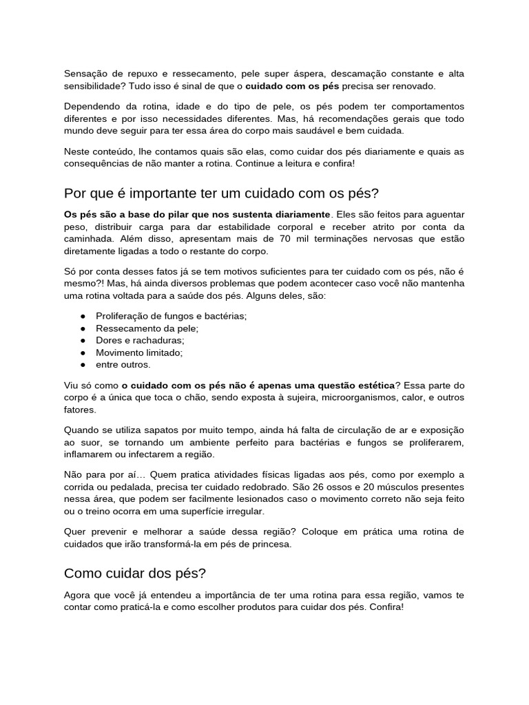 A Importância Do Cuidado Com Os Pés - Dicas para Uma Rotina Eficaz | PDF