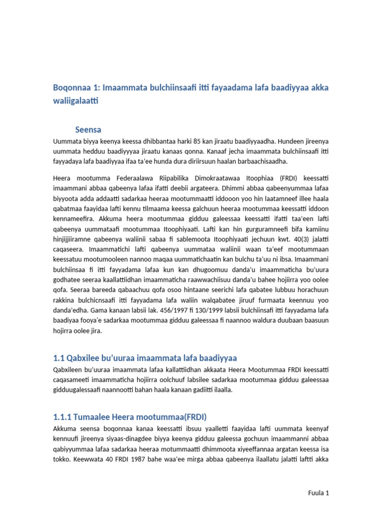 Itti Faayyadama Lafaa | PDF