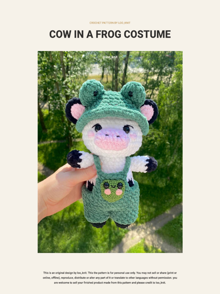 Cow in A Frog Costume. English Pattern. @loo - Knit | PDF