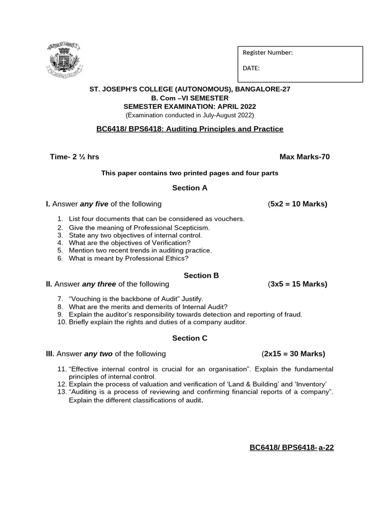 BC 6418-BPS 6418 - Auditing Principles and Practice | PDF