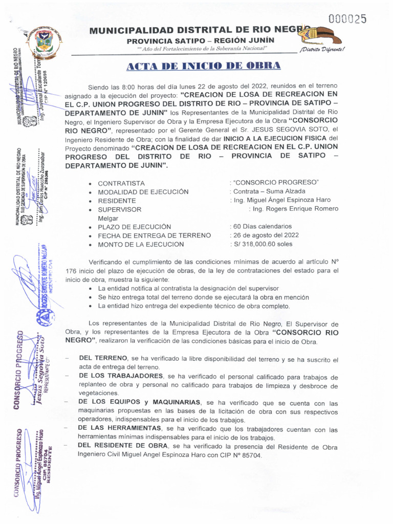 Ata de Inicio Union Progreso | PDF