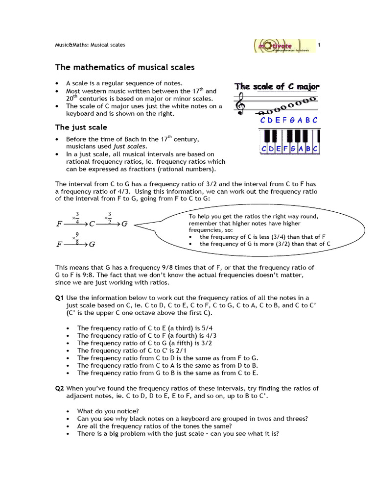 The Mathematics of Musical Scales | PDF | Interval (Music) | Teaching ...