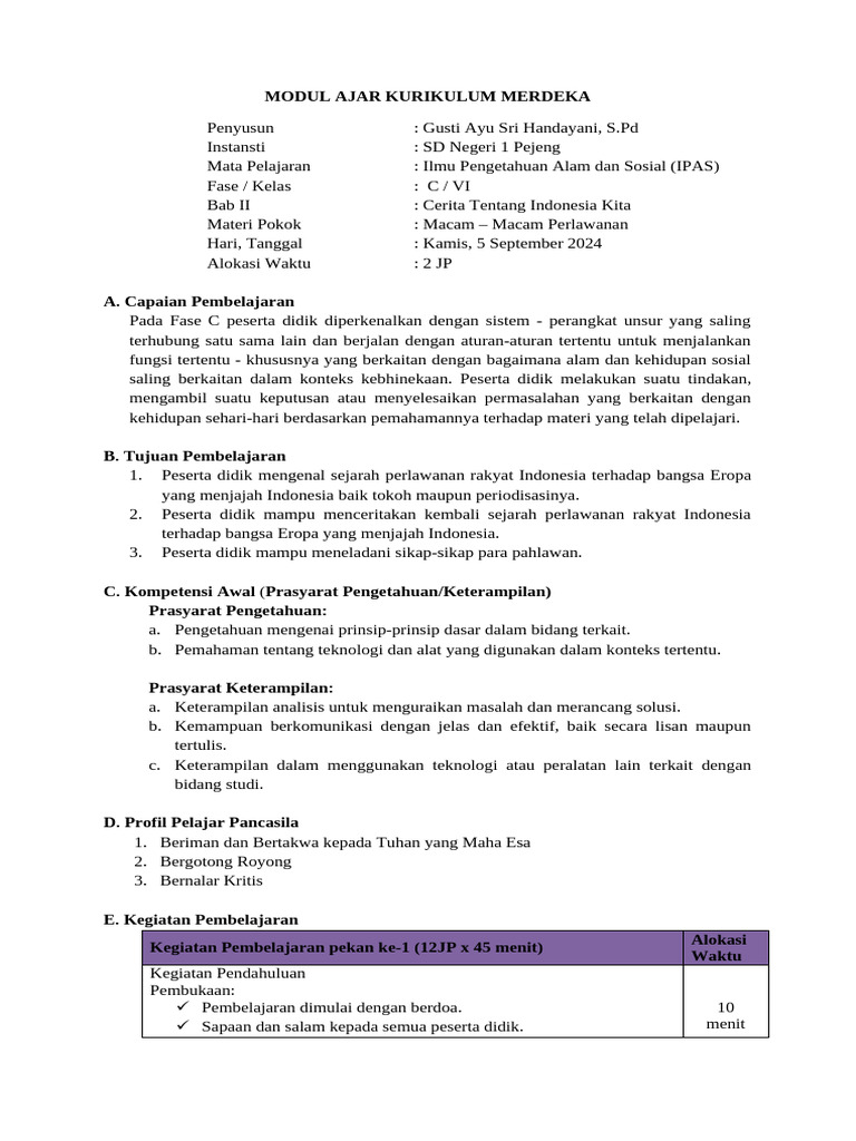 Draft Modul Ajar Observasi | PDF