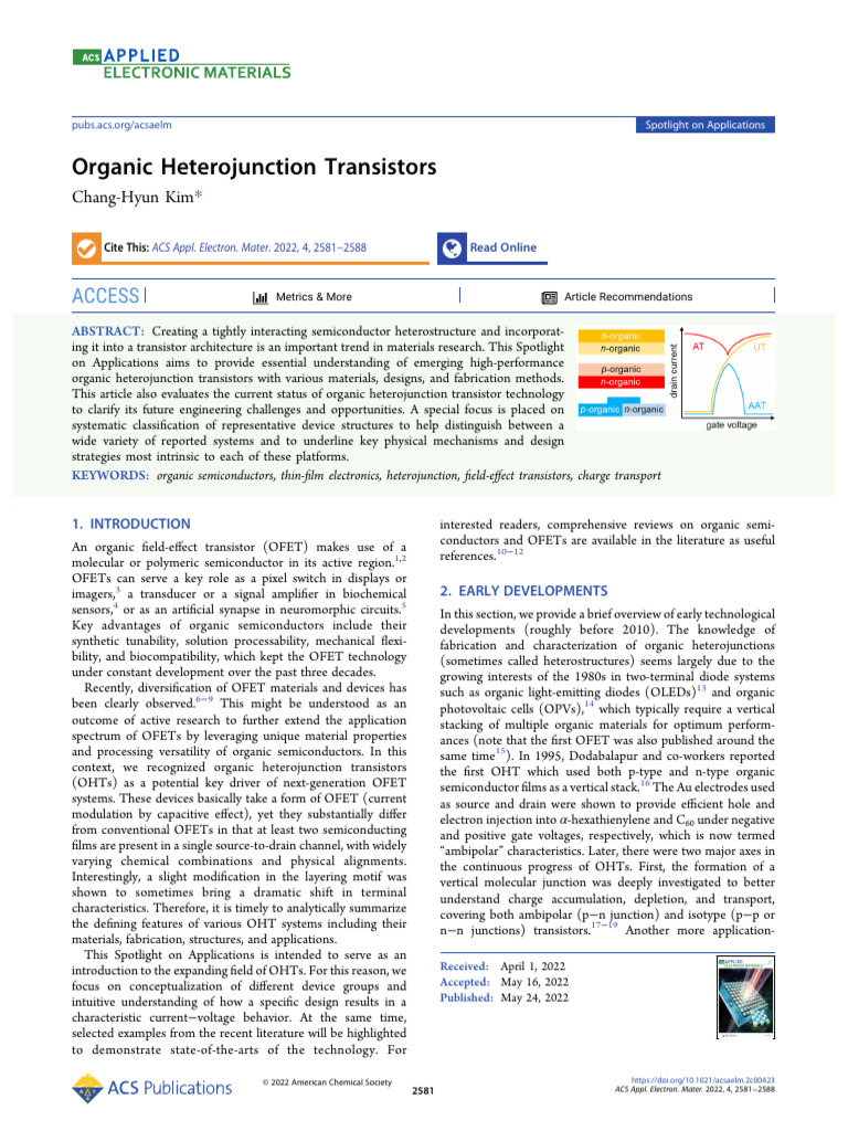 Kim2022-Organic-Heterojunction-Transistors Ui | PDF