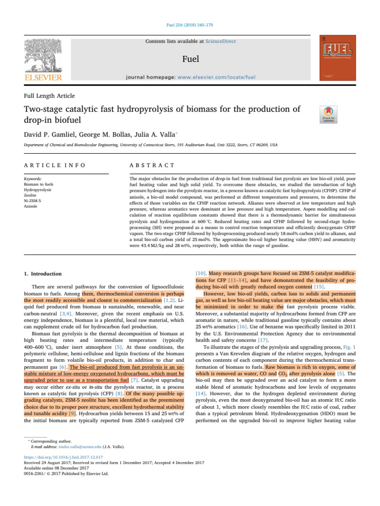 Gamliel Et Al. Fast HydroPyrolysis | PDF