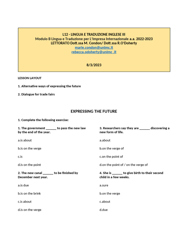 L12 III Anno 8march2023 Lettorato | PDF