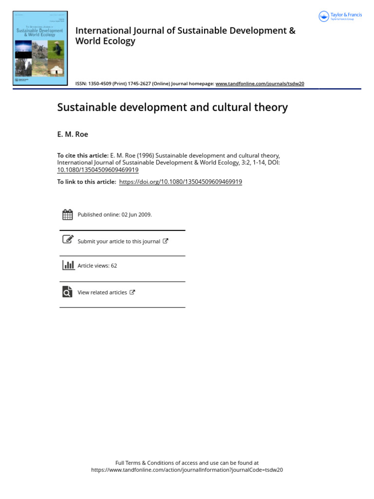 2 Roe 1996 - Sustainable Development and Cultural Theory | PDF